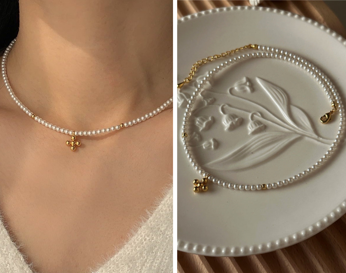 Bubble Cross Pearl Necklace – paleodic